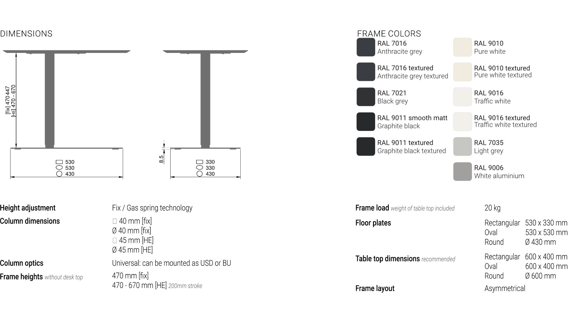 Veyhl: ST-Series height adjustable side table